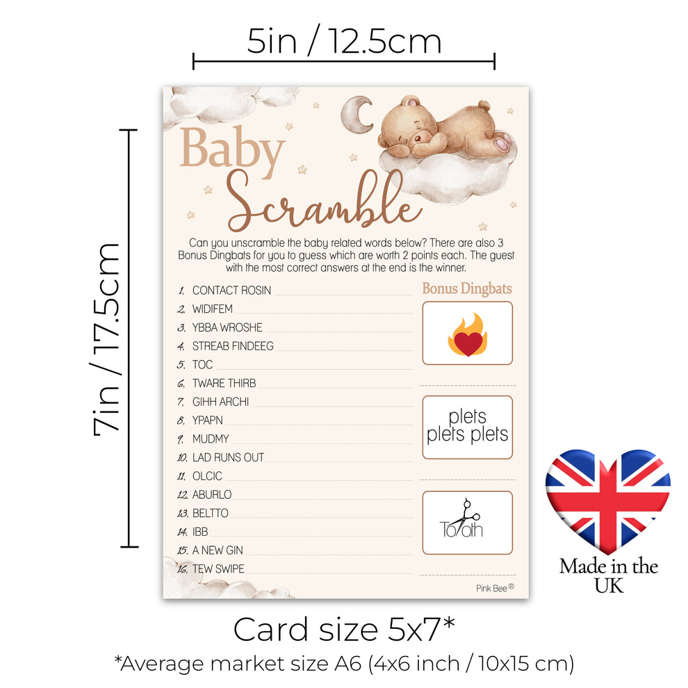 Teddy Scramble Game – UK Baby Shower Company