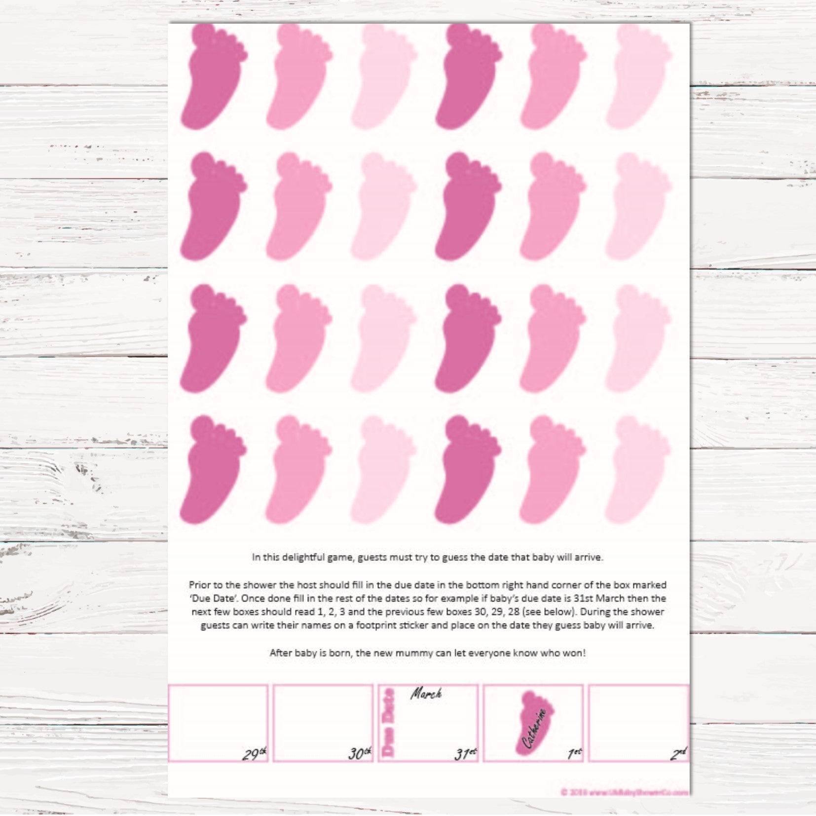 Stars Guess The Date Sweepstake Game – UK Baby Shower Company